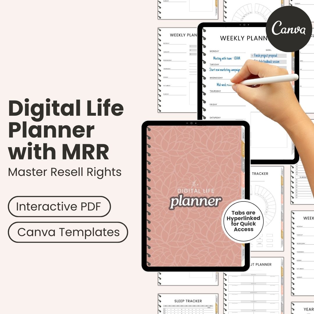 Master Resell Rights (MRR) Digital Life Planner – Interactive PDF / Canva Template